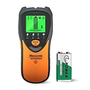 Mecurate Stud Finder Wall Scanner Sensor - 5 in 1 Electronic Stud with LCD Display & Audio Alarm for Wood AC Live Wire Metal Studs Detection Joist Pipe