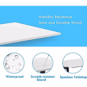 LUARANE Foldable Computer Desk, No Assembly Folding Desk, Study Laptop Writing Desk, Compact Reading Table for Small Space Bedroom Home Office (White)