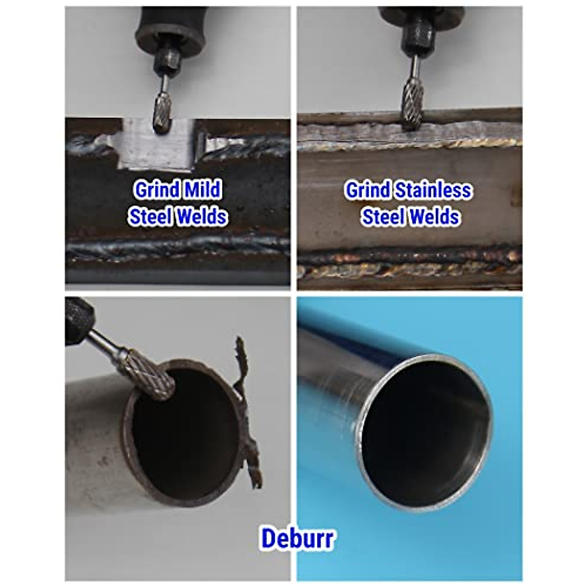 Mars-Rock Carbide Burr Set Compatible with Dremel 1/8" Shank 20PCS Die Grinder Rotary Tool Rasp Wood Carving Bits Accessories Attachments Metal Grinding Engraving Cutting Trimming Porting Double Cut