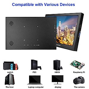 Prechen 11.6 inch Portable Monitor, 1366X768 External Screen for Computer Small Monitor for Laptop PS3 PS4 Raspberry Pi 3 2 1 Windows 7 8 10 System Home Office,Build in Speaker,60hz