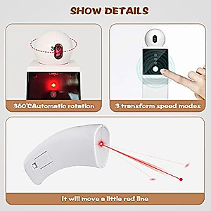 PKNOVEL Automatic Cat Toy Interactive Cat Toys- Rechargeable Random Move Interactive Glowing Cat Toy, Interactive Cat Toy for Indoor Kitten/Dog/Puppy, Handle Control Cat Red Dot Exercise Toy