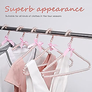 Linkidea 20 Pack Faux Pearl Beaded Clothes Hangers Bulk Pack, Wholesale Multi-Pack Elegant Clothes Dress Wedding Shop Pants Hanger, Closet Coat Storage Organizer Standard Hangers (Pink)