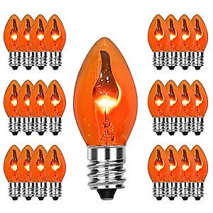 Konictom 12 Pack C18 Clear Flame Shape Light Bulb,1W Flame Flickering Lights for Indoor Outdoor Halloween Christmas Party Decor