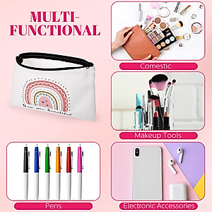 24 Pcs Rainbow Cosmetic Bags Motivational Quotes Makeup Bag Inspirational Makeup Pouch with Zipper Inspirational Gifts for Women Coin Purse for Teacher Graduation Birthday Party (Motivational)