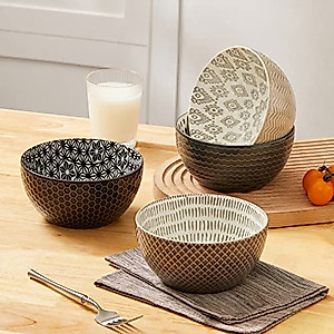 Signature Housewares Pad Print Set of 4 Assorted Bowls 6", 28oz, PP Gray