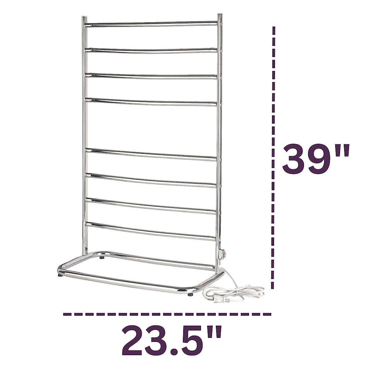 Warmrails Hyde Park Towel Warmer - Free-Standing Towel Warmer Rack for Drying Towels and Garments - 39-Inch Nickel Finish Frame with 8 Bars - Model WHS