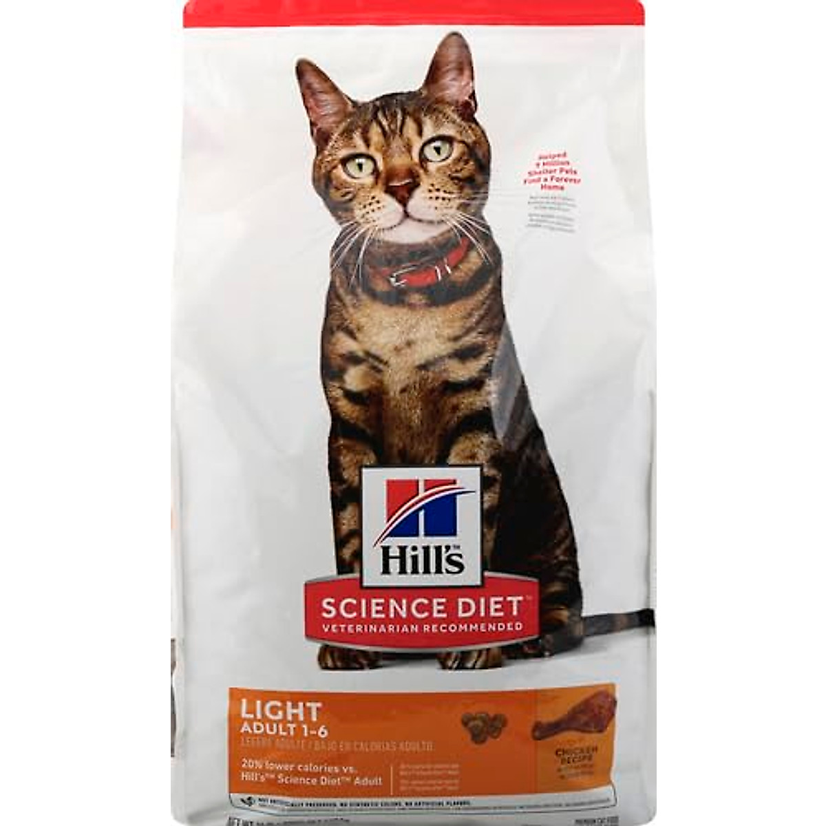 Hill's Science Diet Light, Adult 1-6, Weight Management Support, Dry Cat Food, Chicken Recipe, 16 lb Bag