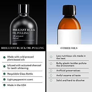 Brilliant Black Oil Pulling, Natural Ayurvedic Blend of Activated Charcoal and Coconut Oil, Oil Pulling Mouthwash Rinse with Peppermint Essential Oil - Terra & Co.