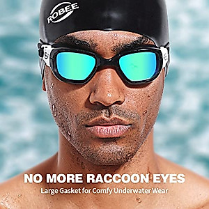 Robee Swimming Goggles, Adult Polarized Swim Goggles for Men Women Youth, Water Pool Glasses