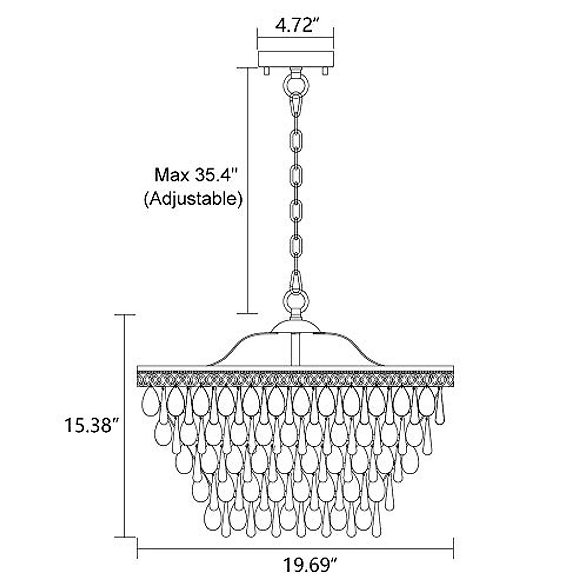 Wellmet Crystal Chandelier, 6-Light 5 Tiers Farmhouse Crystal Light, Adjustable Hanging Bronze Ceiling Lighting Fixture, Modern Foyer Dining Room Chandeliers for Bedroom,Hallway,Bar,Kitchen, W20-inch