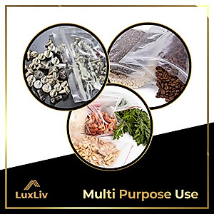 100 x LuxLiv ® Plastic Sandwich Bags & Pen – Premium Zip Food Bags – Lunch Bags Ziplock Bags Closure – 100 Snack Bags – 7 x 8-inch Freezer Bags – Non-BPA Plastic – Reusable Bags