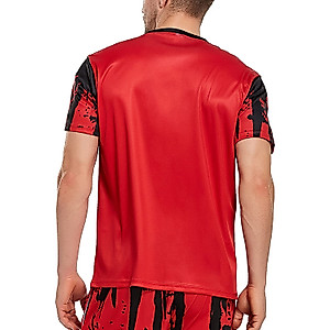 Ampeo Men's T-Shirt Graphic Short-Sleeve Athletic Running Gym Workout Casual Tee Shirts,Red,M