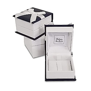 Abbie+Cleo Women's Round Statement Moissanite Ring - White Gold Ring for Women - Anillo de Mujer - Engagement Ring - 10K White Gold Ring (size 7)