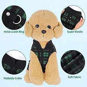 Rbenxia 4 Pieces Buffalo Plaid Dog Sweaters with Leash Ring Soft Fleece Vest Dog Pullover Warm Jacket Pet Dog Clothes Winter Dog Outfits for Small Puppy Cat Pets (Medium)