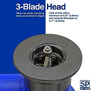 SP Air Mini Pneumatic Straight Chamfer Cut Portable Handheld Beveling Tool for 45-degree arc burr trimming, Inner Hole and Metal Edge Deburring| Blue, (SP-7252F-V2)