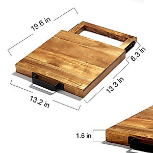 EVERBBKING Natural Acacia Sliding Tray for Coffee Machine Kitchen Appliance slider Moving Caddy, appliance slider,appliance rolling stand air fryer rolling tray