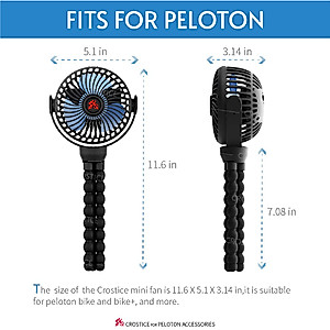 Crostice Fan for Peloton, Fan for Peloton Bike & Bike+, Upgraded Battery Fan with Flexible Tripod, 360°Rotation USB Fan Adjustable 3 Speed, Accessories for Peloton, Fan for Bike & Treadmill