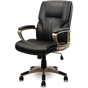 CLATINA Deluxe Executive Office Chair Enhanced Comfort with Padded Armrests, Ergonomic PU Leather Design, Nylon Lacquered Computer Desk Chair with Lumbar Support, Ideal for Home Office Black