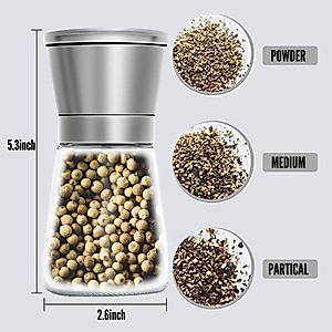 ACMEMAKE Pepper Grinder, Spice Mill with Ceramic Blades, Salt Grinder Refillable, Stainless Steel Dust Cover, Pepper Mill for Kitchen or Outdoor Picnic (180ML)