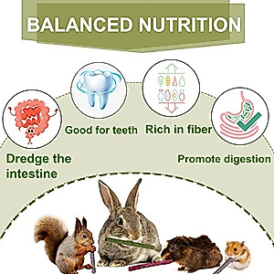 AKLHLKK 68PCS Rabbit Chew Toys, Natural Timothy Hay Sticks Guinea Pig Chews for Teeth Hamster Molar Treats Snacks Accessories for Bunny, Chinchillas, Rats, Gerbils and Other Small Animals