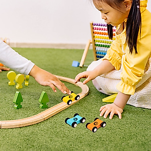 6 Pieces Wooden Mini Car Wooden Car Ramp Race Track Toys, Wooden Car Ramp Racer Toy Replacement Vehicle Set Race Car Party Favors