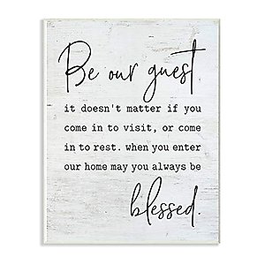 Stupell Industries Be Our Guest Home Family Inspirational Word On Wood Texture Design Wall Plaque, 10 x 15, Multi-Color