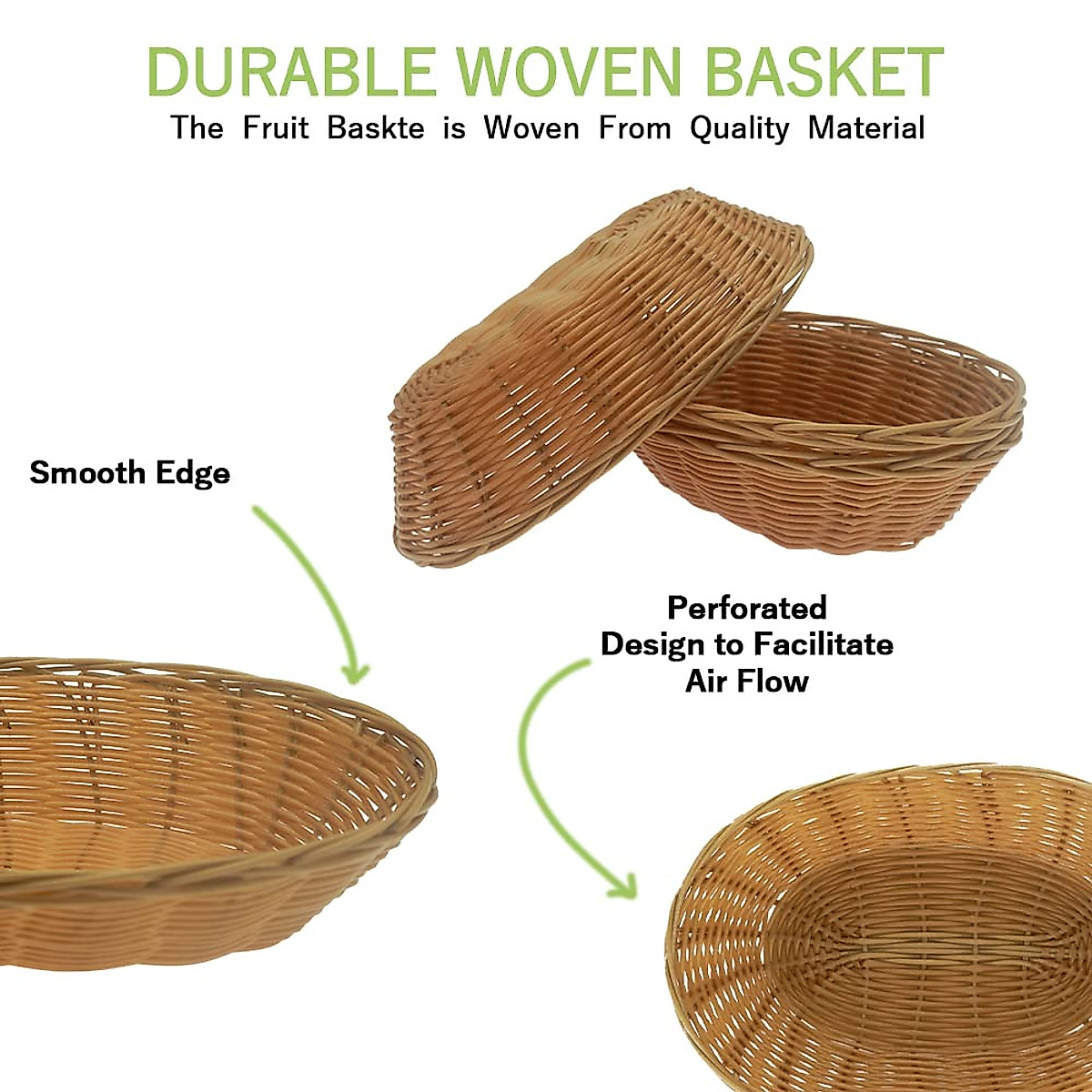 Cezoyx 16 Pack Plastic Oval Basket, 9 x 6.3 x 2.36 Inch Wicker Bread Basket Woven Empty Gift Baskets Food Storage Basket for Family Party, Kitchen, Restaurant, Centerpiece Display