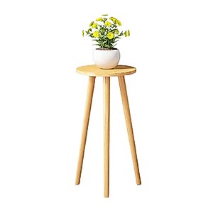IOEDHW 27”Round Plant Stand, Classic Wood Flower Stand Stool, Plant Stand Flower Pot Holder, Wooden Stool For Indoor Plants, Garden Patio Rack Display Shelf Holds For Succulents, Cacti, Herbs