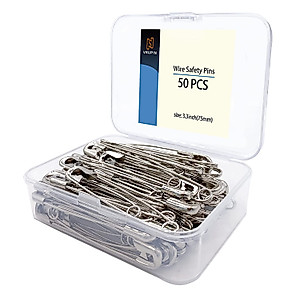 50PCS-3.3In Safety Pins,Stainless Steel Safety Pins,Safety Pins Bulk Metal Silver Sewing Pins Clothing Clips Tool 75mm Decorative Safety pins (3.3" 50)