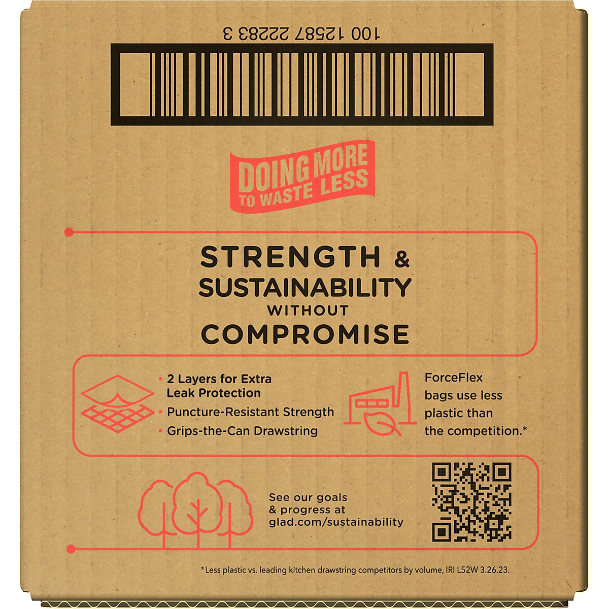 GLAD ForceFlex Tall Kitchen Drawstring Trash Bags, 13 Gallon White Trash Bag for Kitchen Trash Can, Gain Original Scent, Odor Shield, Odor Eliminator, Leak Protection, 110 Count