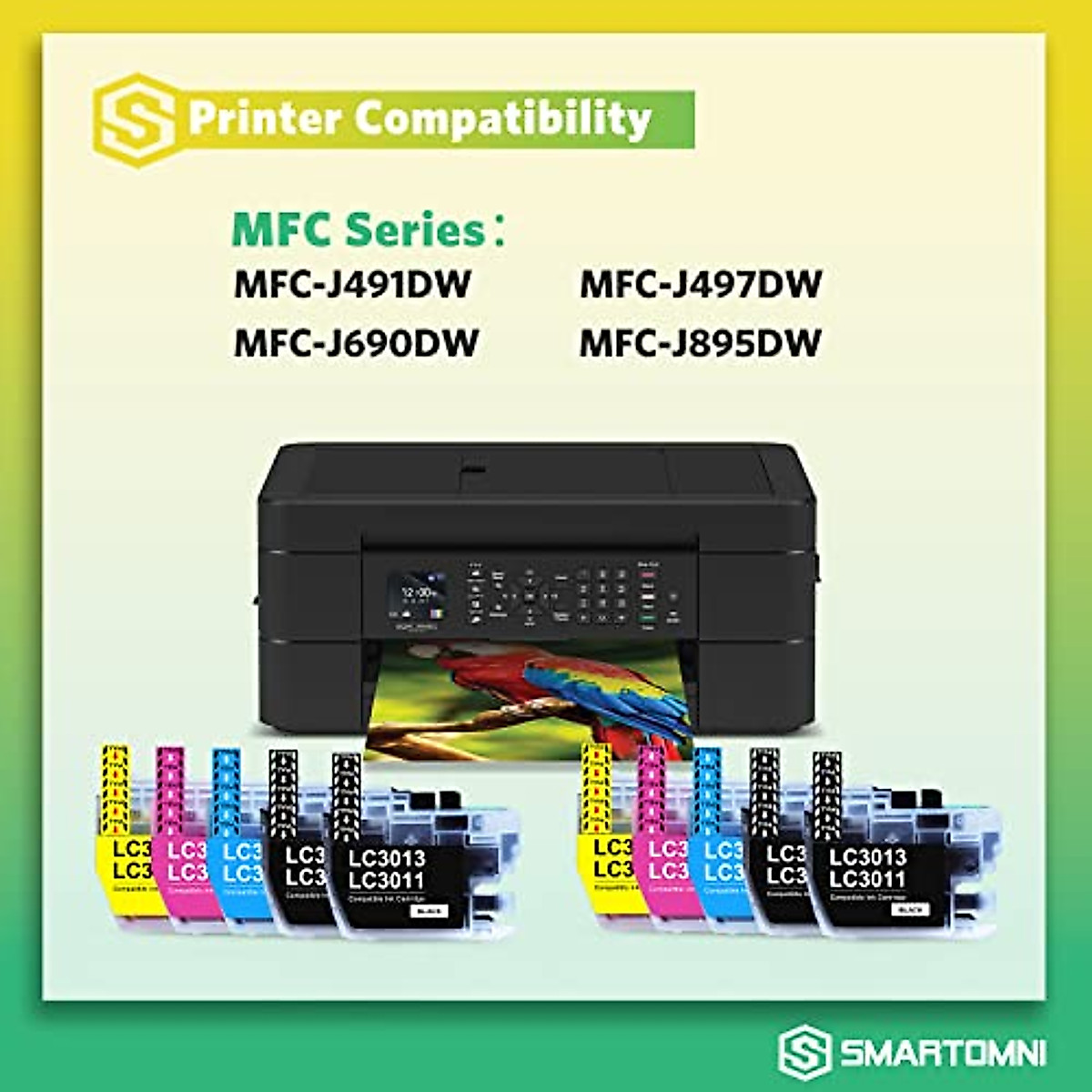 S SMARTOMNI LC3013 LC3011 Compatible Ink Cartridge Replacement for Brother LC 3013 LC 3011 Ink Cartridge Color 10-Pack (4K2C2M2Y) Set for Brother MFC-J491DW MFC-J 497DW MFC-J 690DW MFC-J895DW Printer