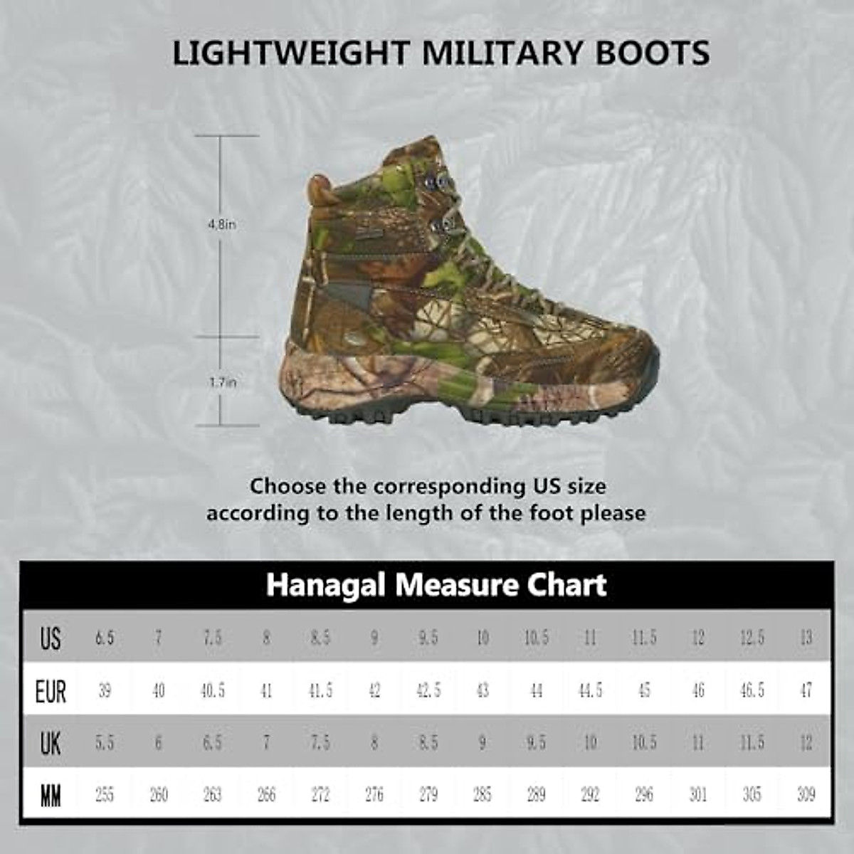 HANAGAL Hunting Boots Lightweight EVA Midsole Waterproof Mens Work Boots Anti-wicking Military Tactical Army Combat Hiking Boots for Men Size 10.5