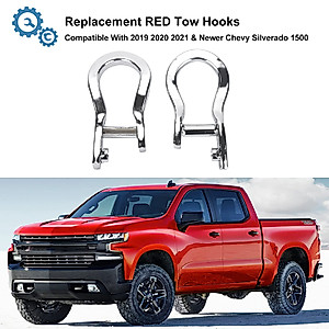 ONER Tow Hooks Compatible with 2019 2020 2021 & Newer Chevy Silverado 1500, Replaces # 84280202（Chrome）