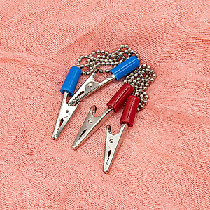 AUEAR, 6 Pack Napkin Clips Metal Dental Bib Clips Napkin Chain Bib Holder Napkin Fixing Clips Chain Lanyard Napkin Holder Flexible for Adult (4 Colors)