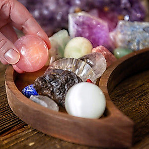 Curawood Moon Tray Crystal Holder - Display Your Crystals & Healing Stones - 10" x 5" Crescent Moon Tray for Crystals - Crystal Holder for Stones Display - Crystal Display Tray, Crystal Charging Plate