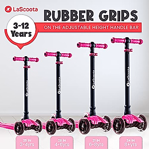 LaScoota 2-in-1 Kids Kick Scooter, Adjustable Height Handlebars and Removable Seat, 3 LED Lighted Wheels and Anti-Slip Deck, for Boys & Girls Aged 3-12 and up to 100 Lbs.