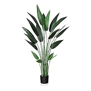 CROSOFMI Artificial Canna Lily Tree 4.6 Feet Fake Tropical Palm Tree with 20 Trunks,Perfect Large Faux Silk Plants in Pot for Indoor Outdoor Home Office Garden Modern Decoration Housewarming Gift