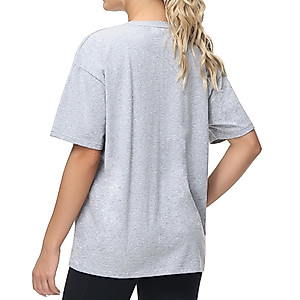 THE GYM PEOPLE Women's Casual Oversized T-Shirts Summer Crewneck Short Sleeve Workout Basic Tee Tops Heather Grey