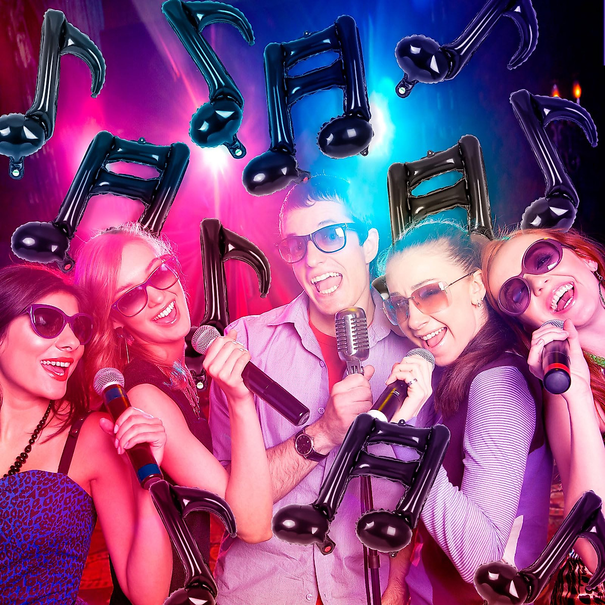 18 PCS Black Note Balloons, 16 Inch Music Balloons, Black Music Note Foil Balloons for Birthday Baby Shower Music Themed Party Concert Band Bar Party Decoration