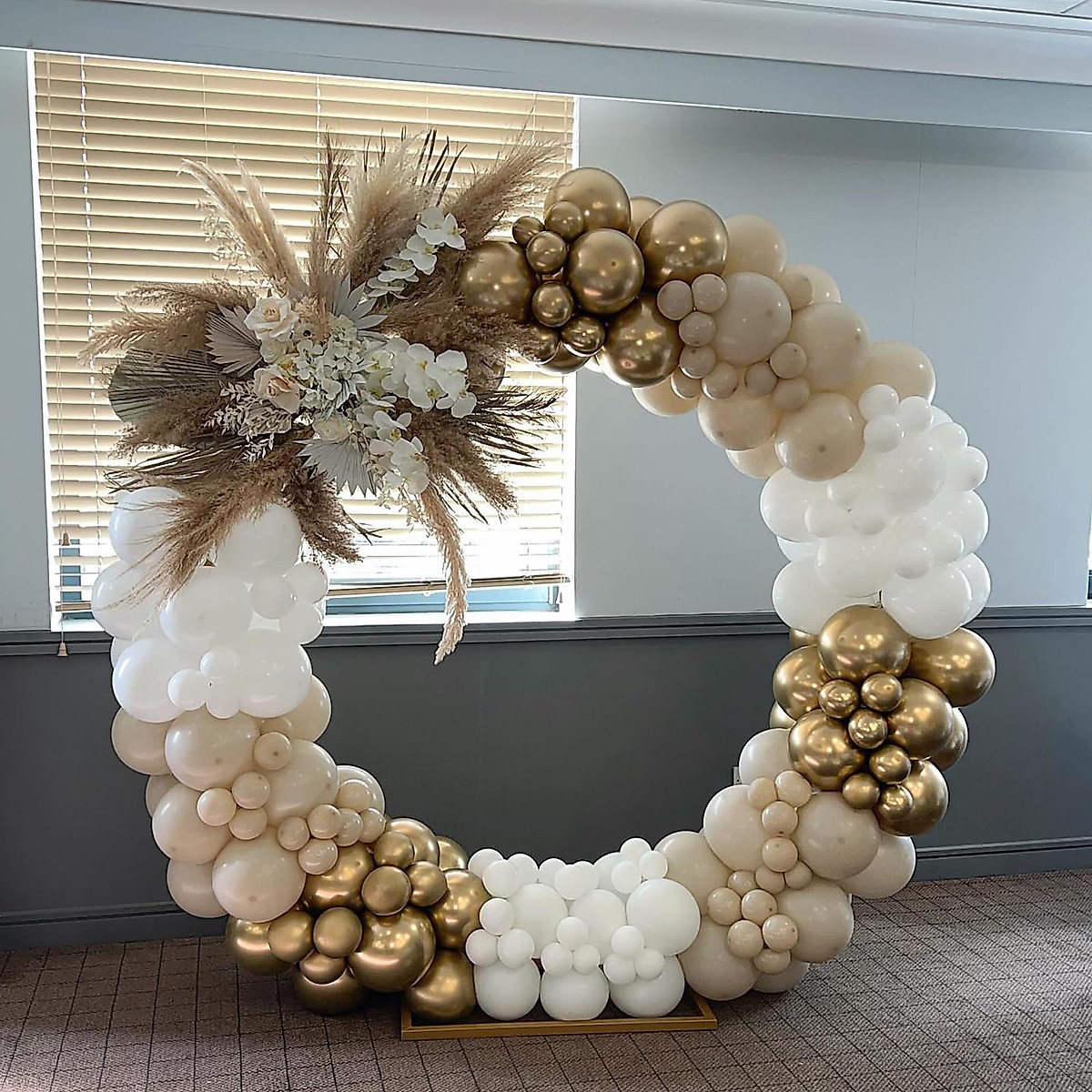 White Sand Gold Balloons Garland Arch Kit,160PCS White Nude Balloons with Metallic Chrome Gold Latex Balloons for Boho Wedding Baby Bridal Shower Engagement Anniversary Birthday Decorations Backdrop