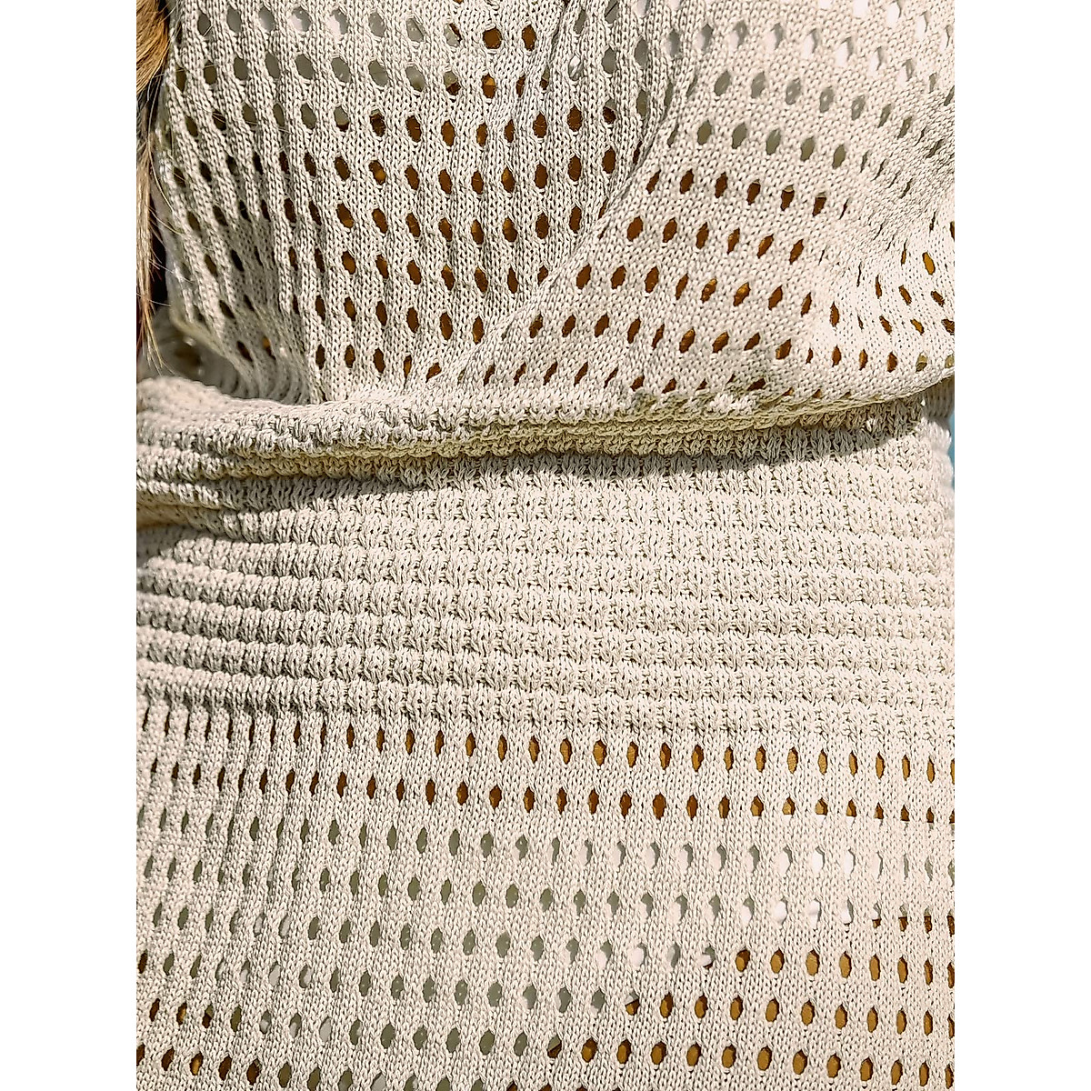 CUPSHE Women Bathing Suit Cover Up Swimsuit Crochet Cover-Up Swimwear Beach Dress Vacation Outfits Apricot M