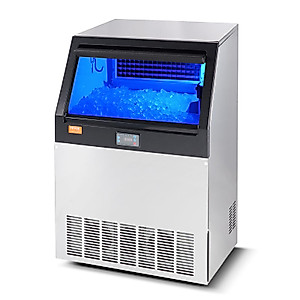 VEVOR Commercial Ice Maker, 200lbs/24H, Ice Maker Machine, 90 Ice Cubes in 12-15 Minutes, Freestanding Cabinet Ice Maker with 66lbs Storage Capacity LED Digital Display, for Bar Home Office Restaurant