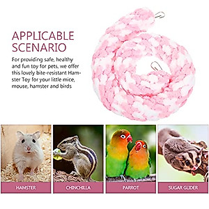 PATKAW Hamster Hanging Toy Rat Toys Bird Rope Perch Swing Toy for Cage Accessories Climbing Exercising Pink White