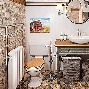 B BLINGBLING Barn Picture Canvas Wall Art: Old Rustic Red Barn Windmills Art Print Themed Decor for Home Decorations Framed Farmhouse Wall Decor Painting for Bathroom Kitchen 16"x12"