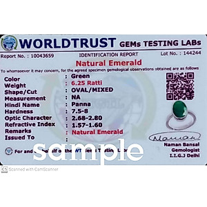 LMDPRAJAPATIS Natural Certified Genuine Unheated Untreated Original Green Emerald 4.25 Carat Panchdattu Ring Silver Plated Ring for Men & Women's