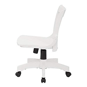 OSP Home Furnishings Deluxe Armless Wood Banker's Desk Chair with Adjustable Height, Locking Tilt, and Heavy Duty Base, White