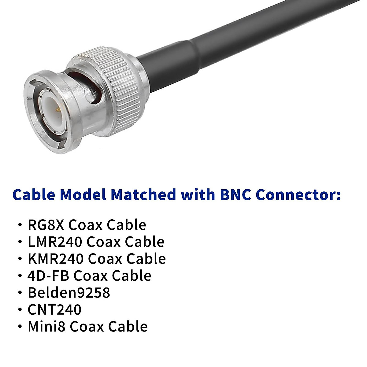 eifagur BNC Male Q9 Plug Crimp for RG8X RG-8X Mini-RG8 LMR240 50 Ohm Coax Cable Straight RF Coaxial Adapter Connector （Pack of 10）