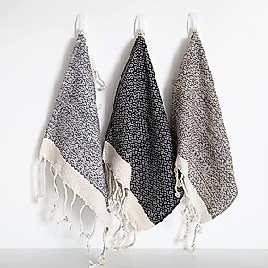 SMYRNA TURKISH COTTON Kitchen Dish Towels Pack of 2 | 100% Natural Cotton, 15 x 26 Inches | Machine Washable Wash Cloths | Ultra Soft, Absorbent, Prewashed and Quick Dry Turkish Dish Towels (Gray)