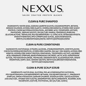 Nexxus Clean & Pure Hair Regimen Pack Shampoo, Conditioner and Scrub Detox Hair Products Sulfate Free, Silicone free, Paraben Free 3 Count