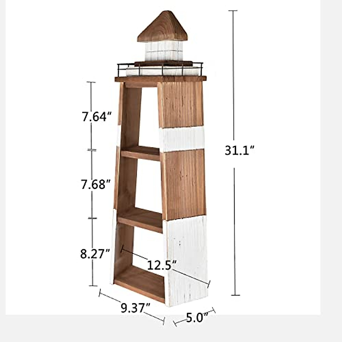K KILIPES Nautical Wood Lighthouse Shelf Decor, Wall Mounted Hanging Light House Shelf for Beach Theme Bathroom Living Room Home Decor